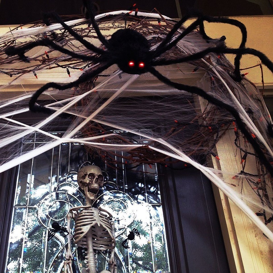 Halloween Hanging Decor 49" Giant Realistic Hairy Spider Outdoor Yard ...