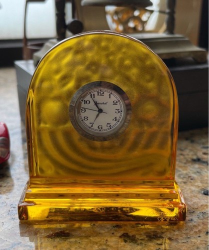 Baccarat Signed ART DECO Amber Crystal Clock EXCELLENT | eBay