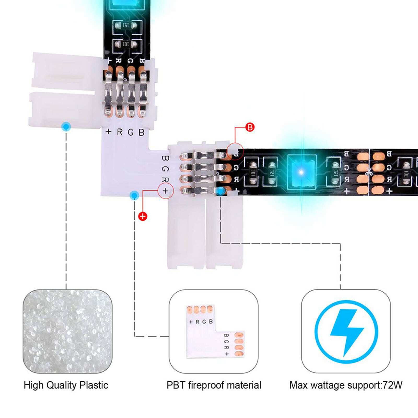 For 5050 10mm 4Pin Includes 8 Types Of LED Strip Fitting LED Strip ...