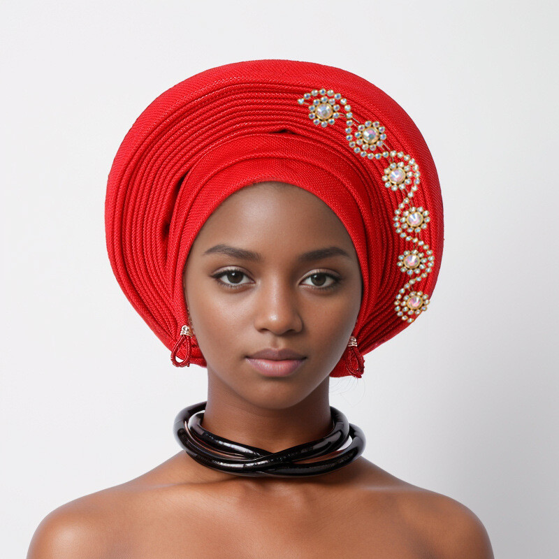 African Women Hijab Cap Aso Oke Headtie Auto Gele Head Wrap Hat ...