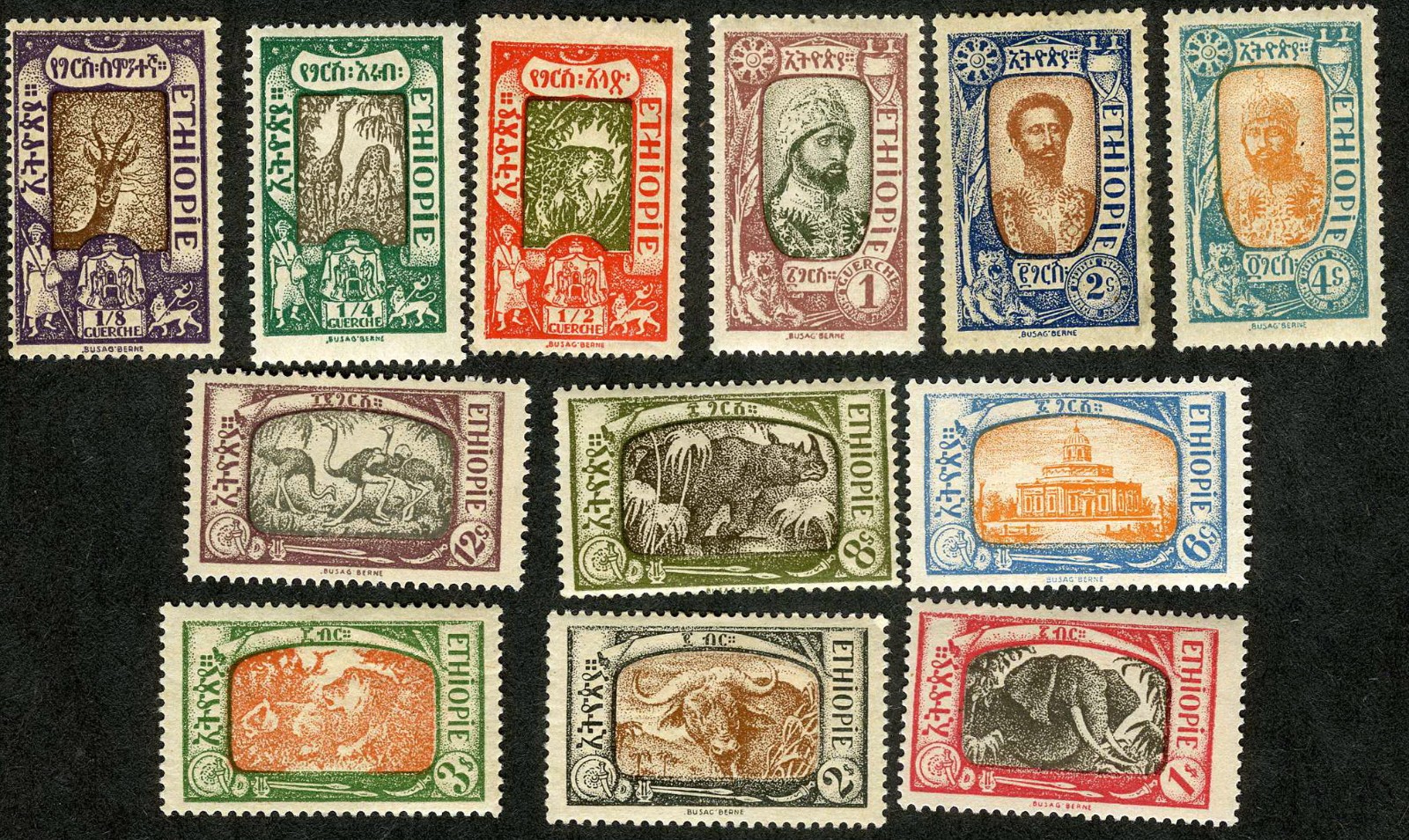 Ethiopia 191`9 Gazelle Prince Tafari Water Buffalo Elephant MH (SC# 120 ...