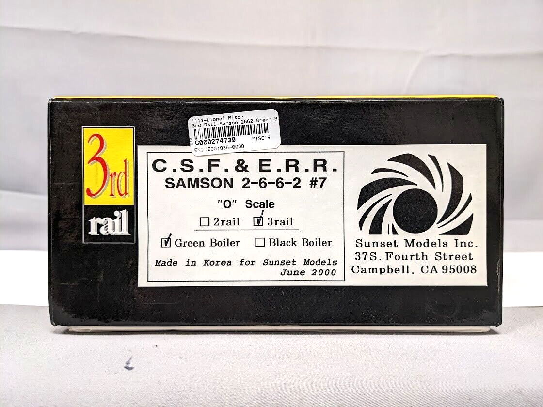 3rd Rail C.S.F. & E.R.R. Samson 2-6-6-2 Green Boiler Steam Engine & Tender C8 | eBay