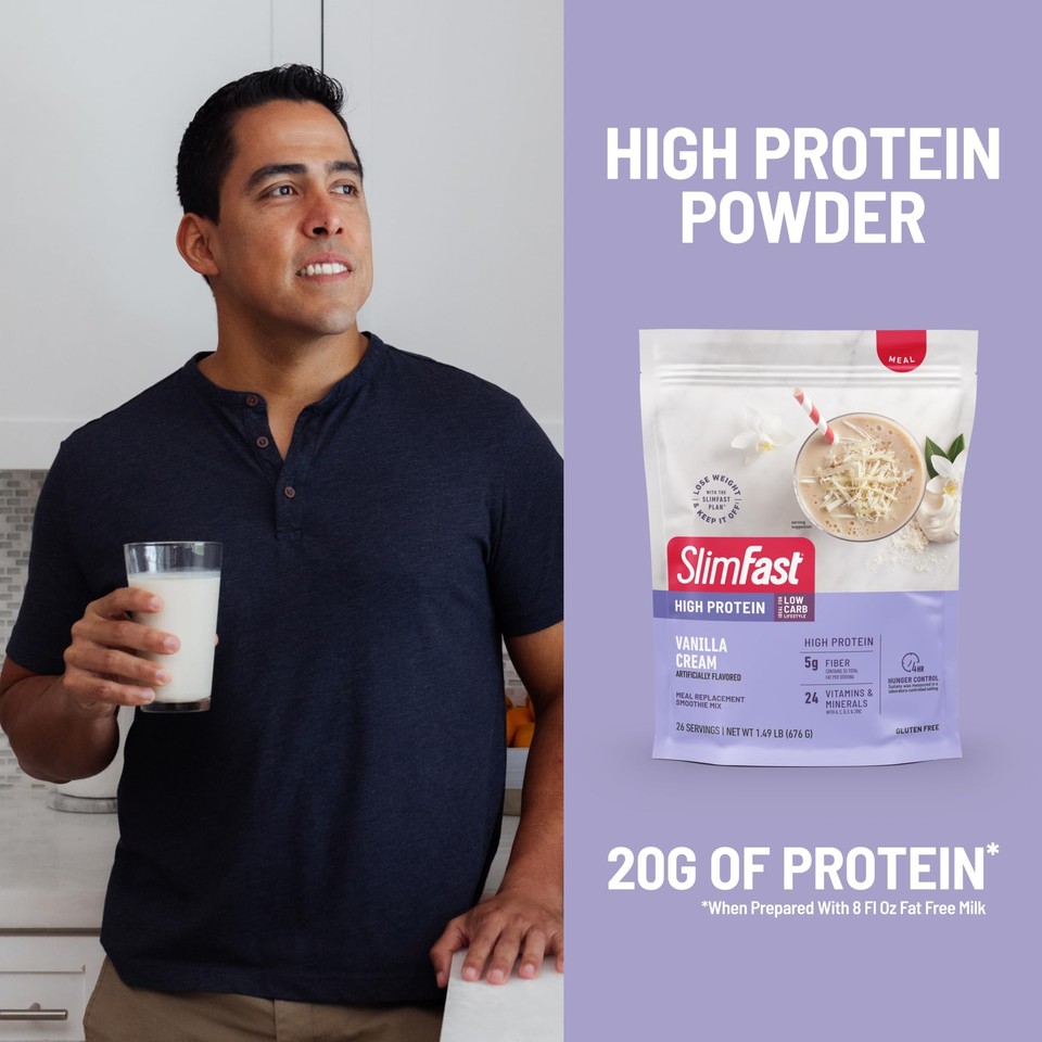 SlimFast High Protein Meal Replacement Powder, 26 Servings, 1.53 Pounds ...