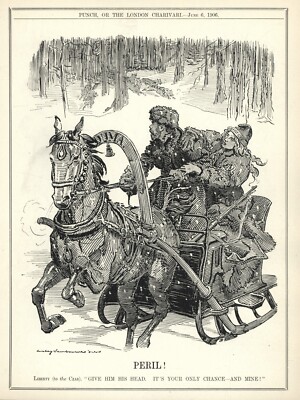 RARE 1906 POLITICAL CARTOON - First Russian Duma - LIBERTY & CZAR ...