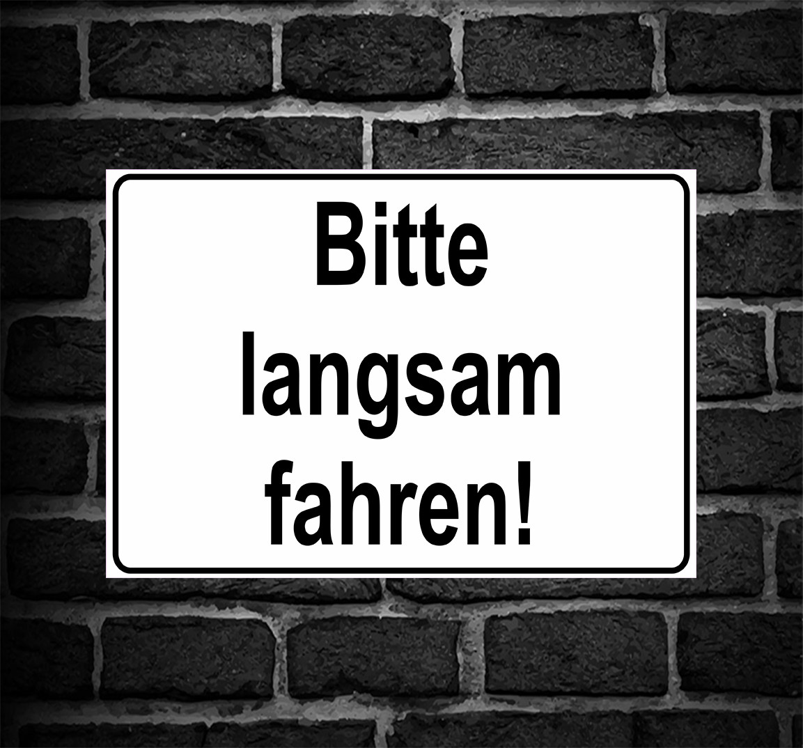 Schild Hinweisschild Hinweis "Bitte langsam fahren" Fußgänger ...
