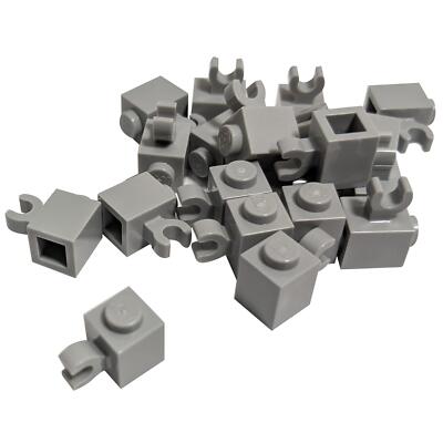 20 LEGO Brick, Modified 1 x 1 with Clip (Horizontal Grip) Gris-Bleu ...