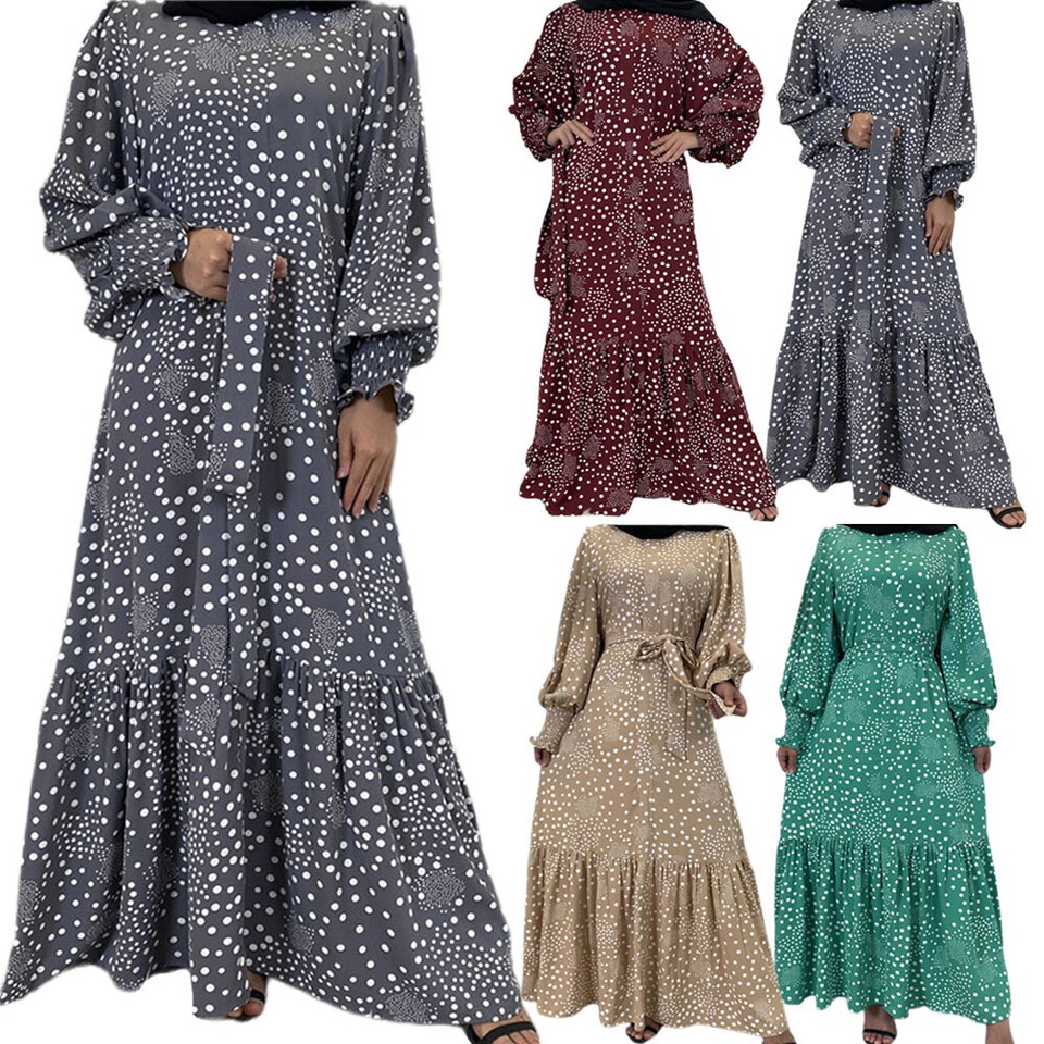 Muslim Women Abaya Maxi Dress Turkey Kaftan Islamic Long Robes Vintage ...