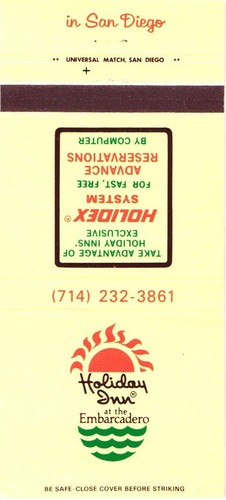 Holiday Inn At The Embarcadero, Holidex System, Vintage Matchbook Cover ...