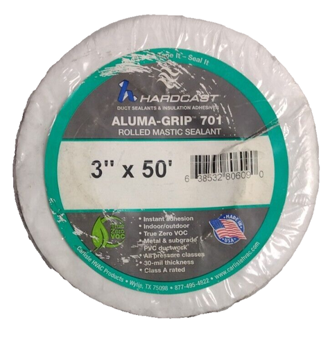Hardcast ALUMA-GRIP AFT-701 Rolled MASTIC SEALANT SILVER FOIL 3" X 50 ...