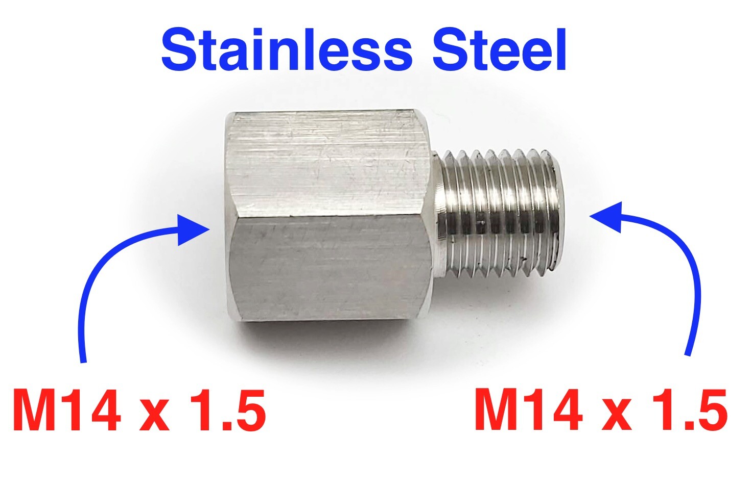 Stainless Steel Sensor Adaptor M14 x1.5 Female to M14 x1.5 Male ...