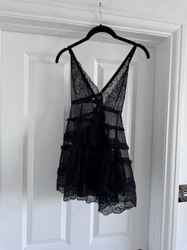 Ann Summers Size 10 Black Lacy Sexy Babydoll Chemise Lingerie Dress ...