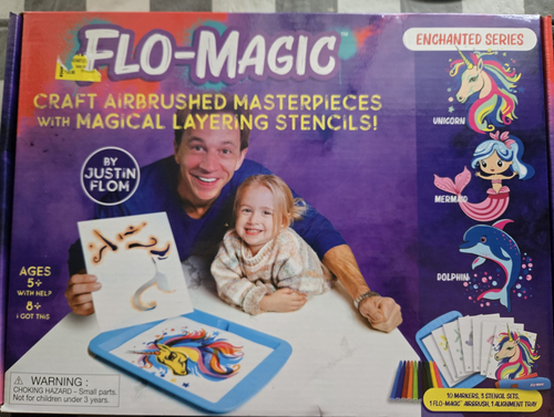 Flo-Magic Kids Enchanted Series Airbrush Marker Kit Stencils 25-Piece ...