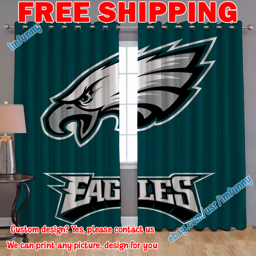 Philadelphia Eagles Window Curtains Drapes Fan Bedroom Living Room Home ...