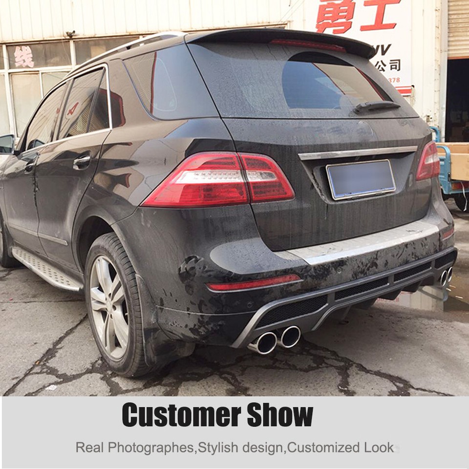 For Mercedes W166 ML350 ML550 2011-15 Rear Bumper Diffuser Lip W/Tail ...