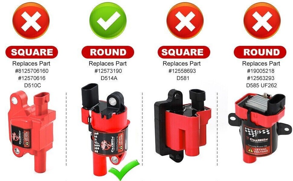 D514A Premium High Performance Ignition Coil Pack (8) For LS2 LS3 LS4 ...