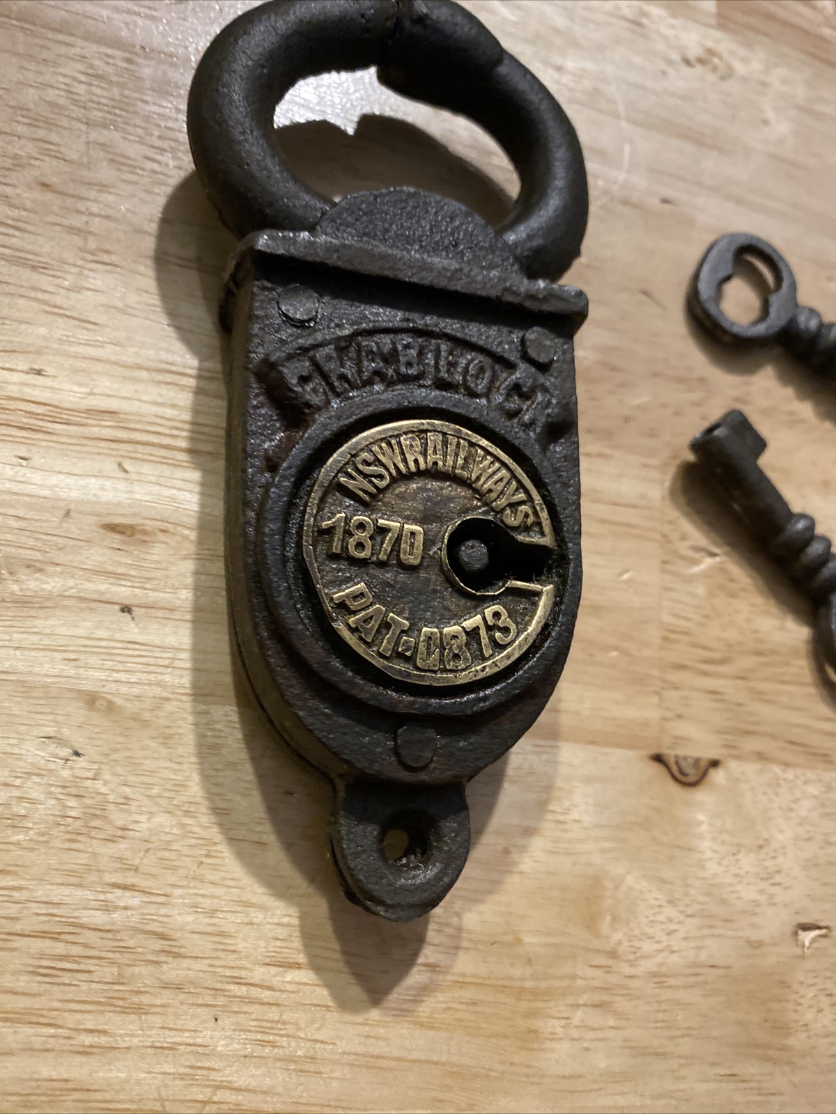 Padlock Blacksmith Crab Lock Key Set Patina Collector Home Office Decor ...