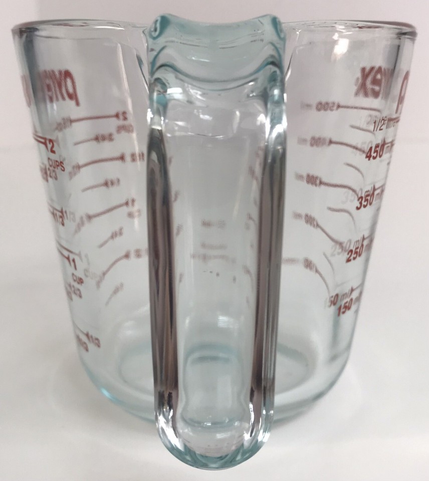 Pyrex 2 Cup Measuring Cup Clear Glass Red Lettering Standard Measures ...