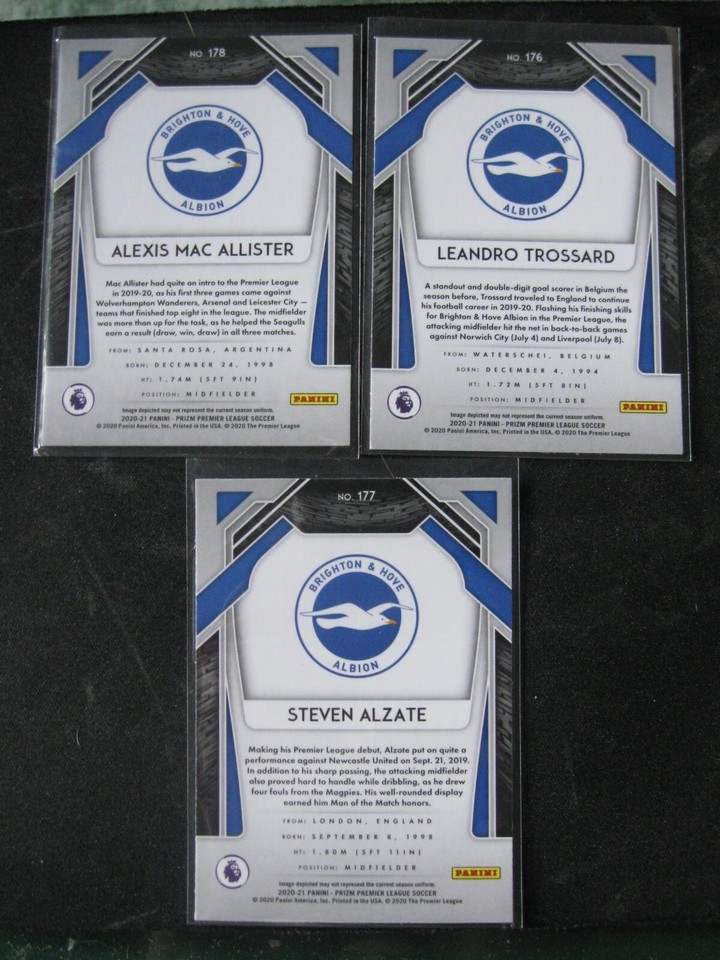 BRIGHTON & HOVE ALBION 3-CARD LOT 2020-21 Panini Prizm Prem. League ...