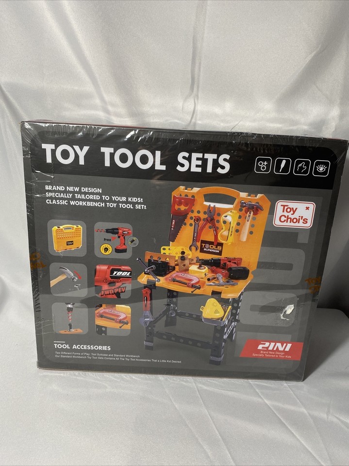 Toy Choi’s Pretend Play Series Standard Workbench Toy Tool Set, 82 ...