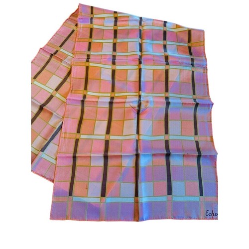 VTG 60s ECHO Mod Silk Scarf Pinks Apricot Brown Gold Block Print 44x30 ...