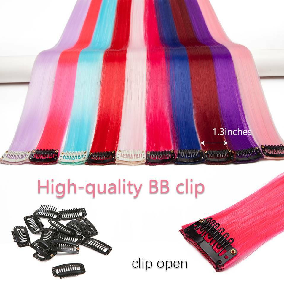 25+Colors Highlight For Human Hair Extension Clip in Piece Real Natural ...