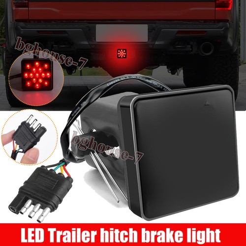 2Inch 15-LED Brake Light DRL Trailer Hitch Cover Smoked Lens for Towing ...