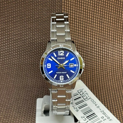 Casio LTP-V004D-2B Blue Analog Stainless Steel Quartz Classic Ladies ...