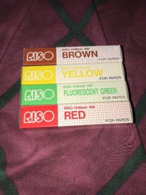 RISO hi Mesh Ink For Paper Red Fluorescent Green Brown Yellow Lot 2B | eBay