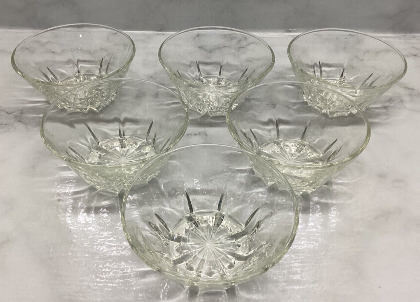 Princess House clear glass Bowls 5 3/4” Soup Cereal Dessert Salad set ...