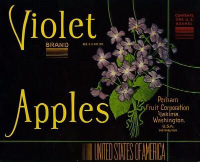 Violet Brand Apple Crate Label - Perham Fruit - Yakima Wash - No ...