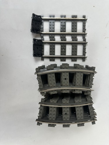 Lego System Train Track Set 9V Vintage Old Dark Gray Pieces Lot Of 16 ...