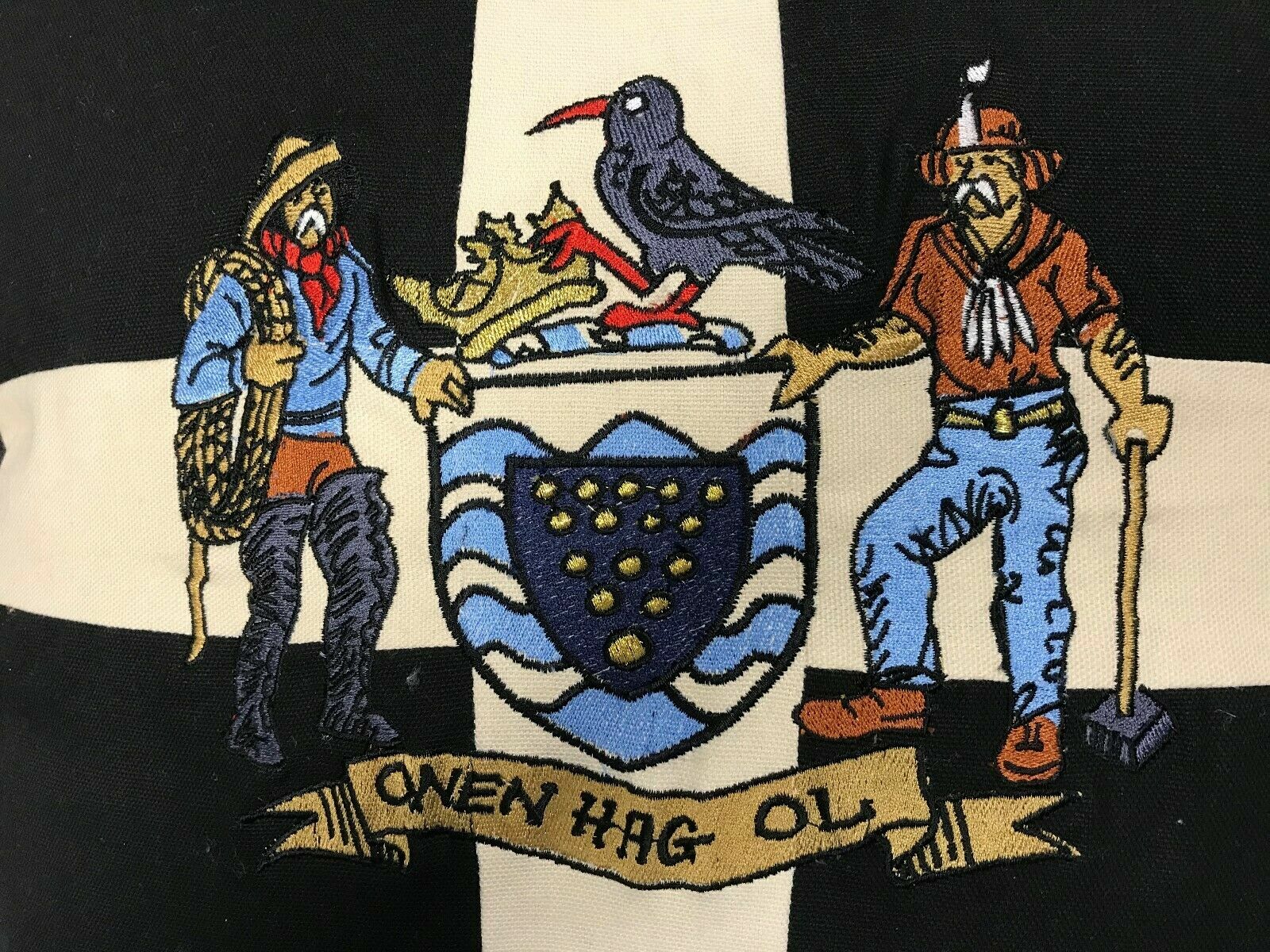 Cornwall St Pirans Flag Cushion with Embroidered Cornish Crest Two ...