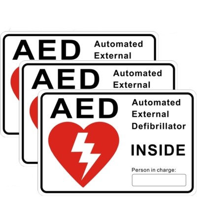 3 Pack AED Automated External Defibrillator Window Door Wall Vinyl ...