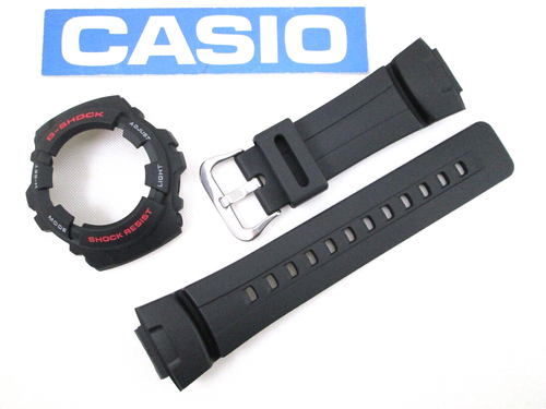 Genuine Casio G-Shock G-100 G100 black resin watch band and bezel set ...