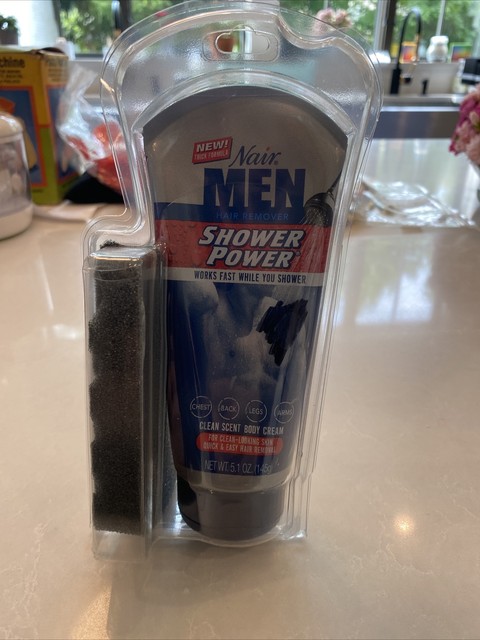 2 Nair Men Hair Remover Shower Power 5.1oz Back Chest Arms Body Cream ...