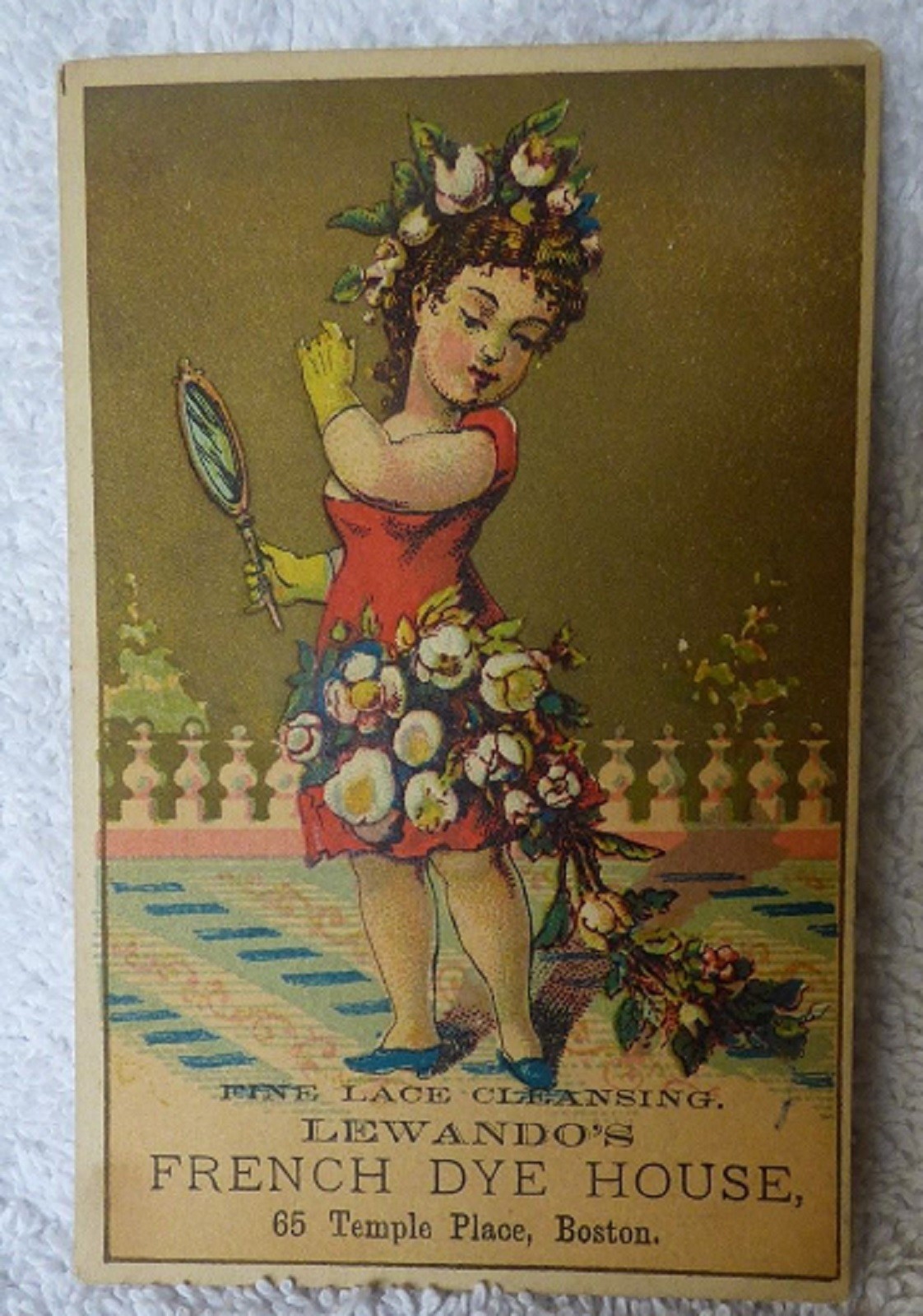 1880s Trade Card Lewando's French Dye House Lace Cleaning Temple Place ...