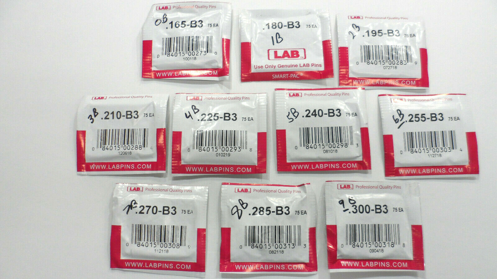 Lab Schlage bottom pin set #0-9 brass keying pins -10 half packs of 75 ...