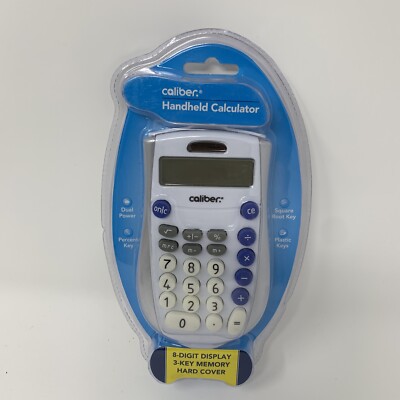Caliber Handheld Calculator DUAL POWER 8 Digit Display with Hard Cover ...