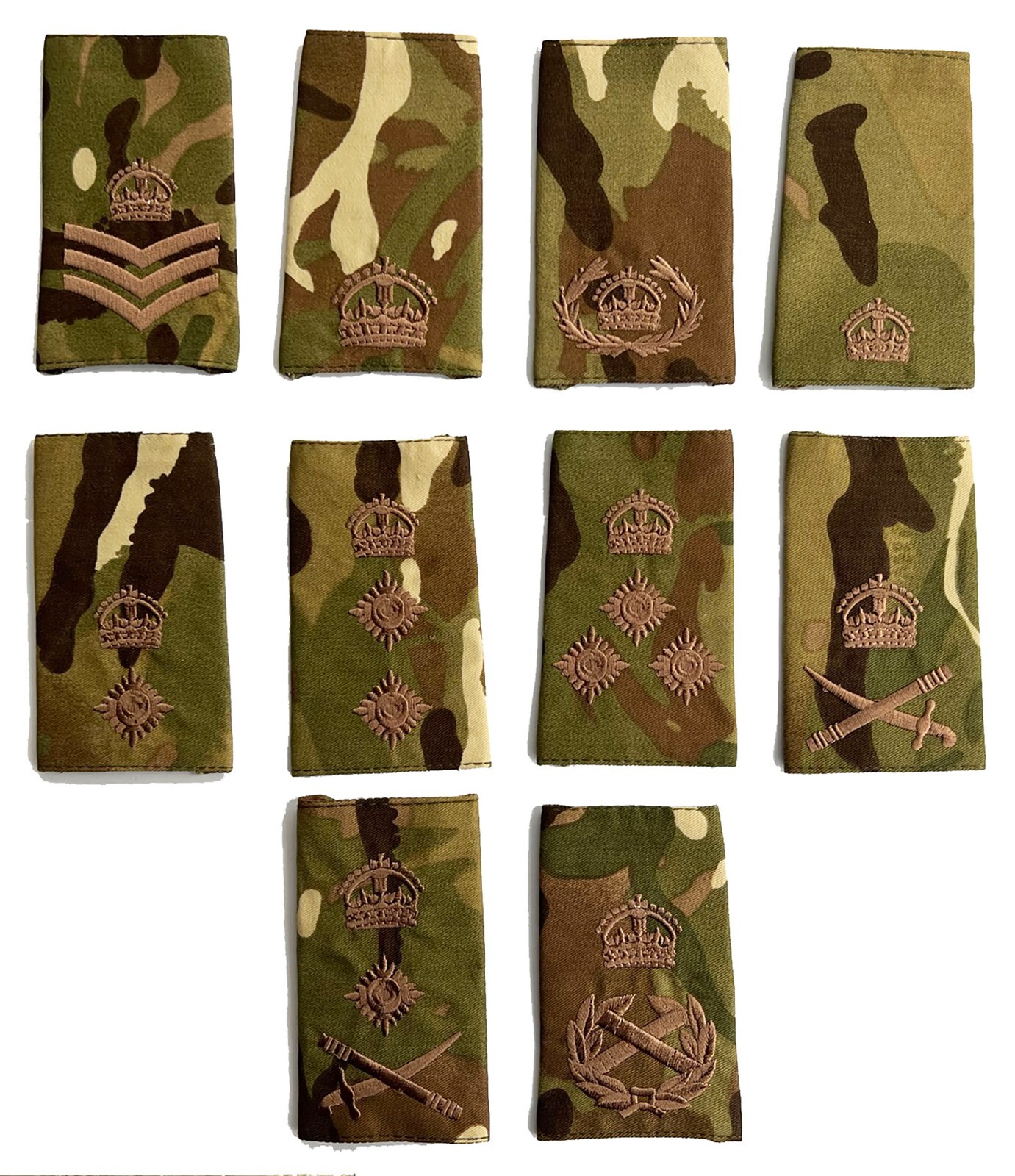 Pair Bronze on MTP Rank Slides Epaulettes - Kings Crown - Multi Terrain ...
