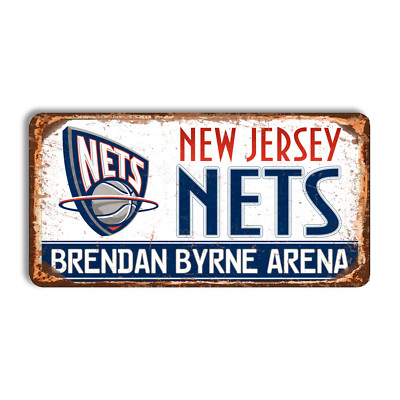 Metal sign New Jersey Nets vintage New Jersey Nets home stadium sign ...