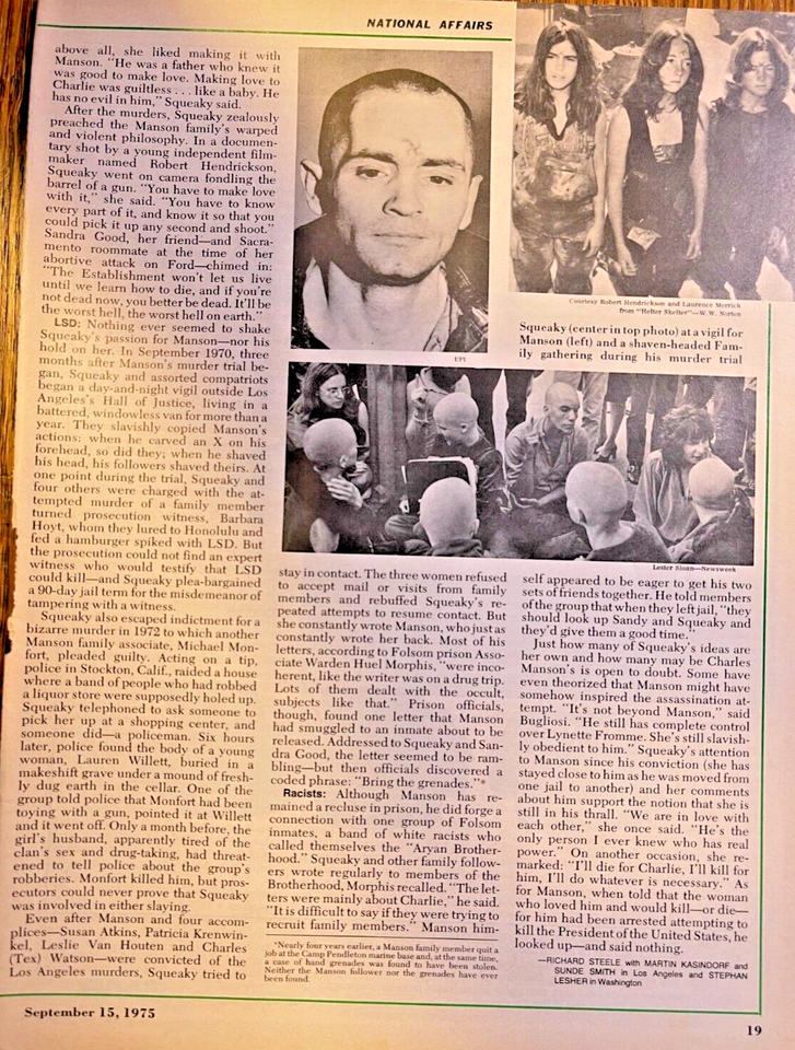 1975 Lynette Squeaky Fromme Attempt To Kill President Gerald Ford | eBay