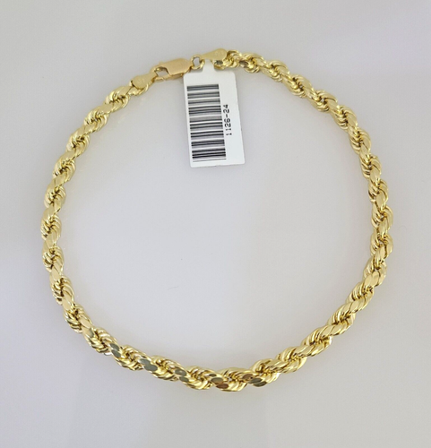 Real 10K Gold Rope Bracelet Yellow 8" Inch 4mm 10kt Men Women | eBay