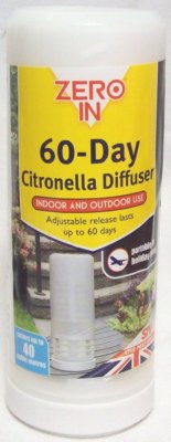 Zero In Portable Travel 60 Day Citronella Diffuser Fly Insect Killer ...