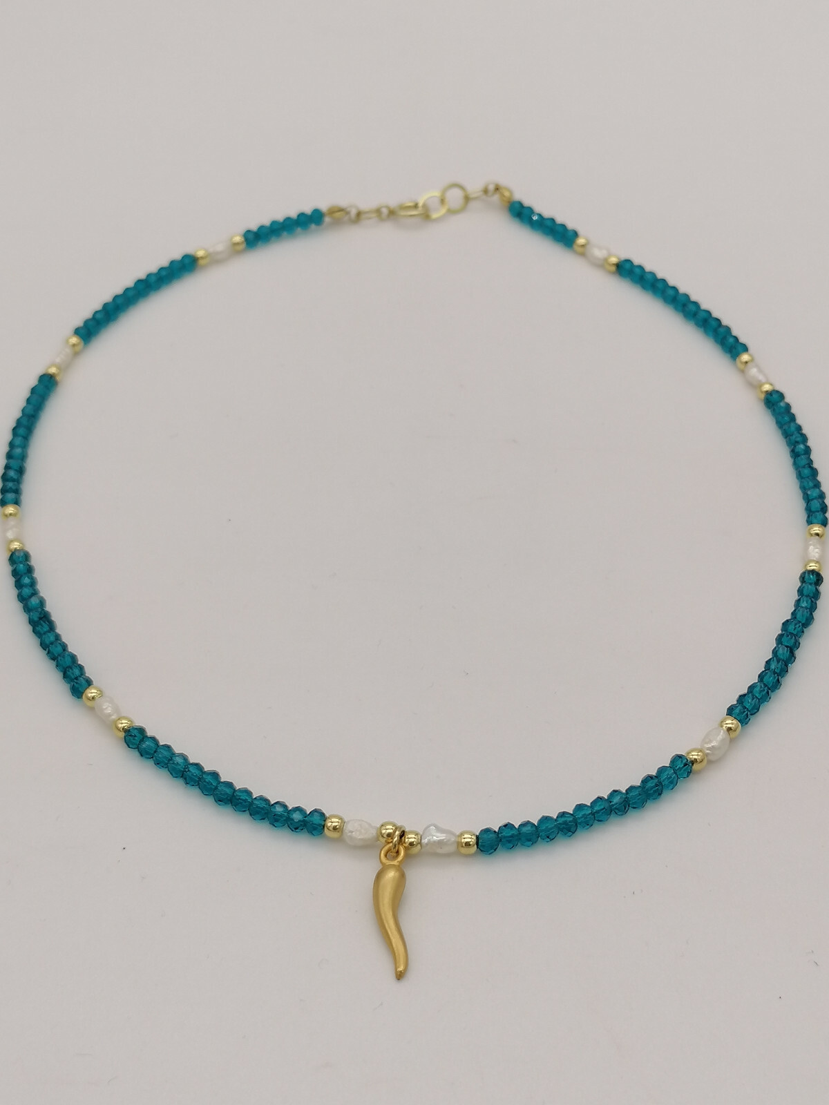 Necklace Neckband Women's Choker From Girl Silver 925 Gold Plated Blue ...