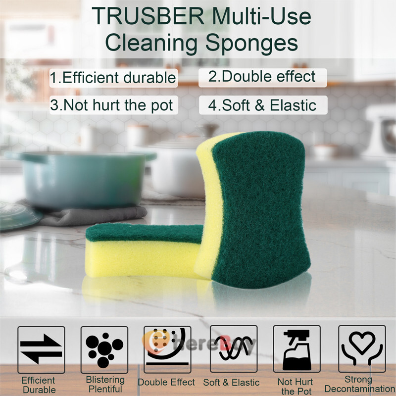 6~30pcs Multi-purpose Double-faced Sponge Scou Pads Dish Washing Scrub ...