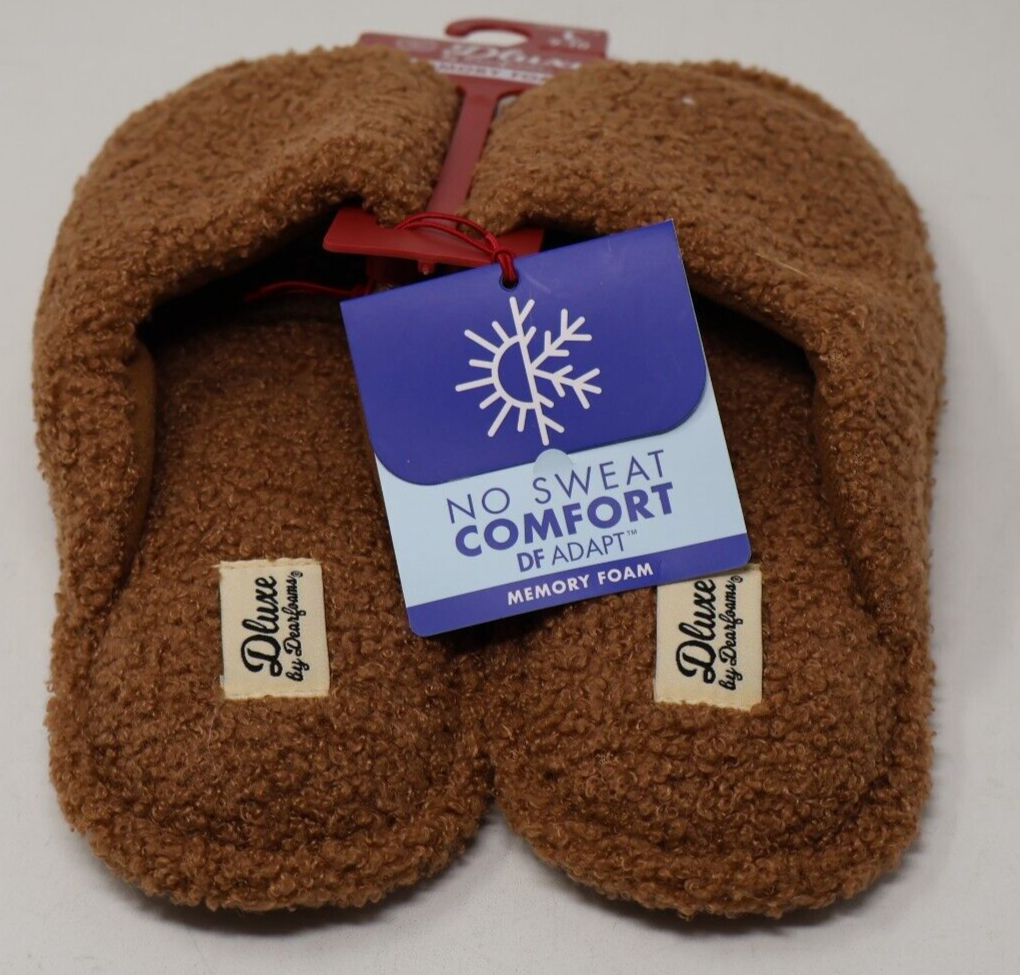Women's Deluxe Dearfoams Tan Slippers Memory Foam Indoor/Outdoor LARGE ...
