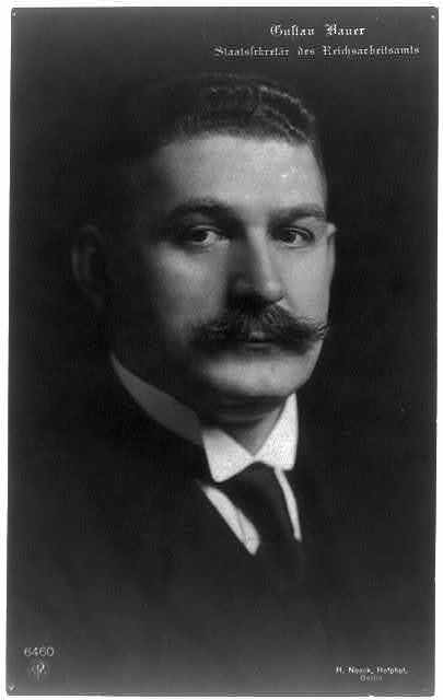 Gustav Adolf Bauer,1870-1944,Social Democratic Party,Chancellor of ...