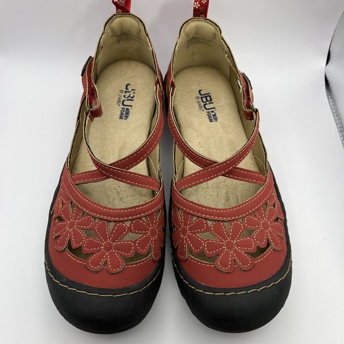 JBU JAMBU Red Wildflower Mary Jane Shoes Women 10M Memory Foam Comfort ...