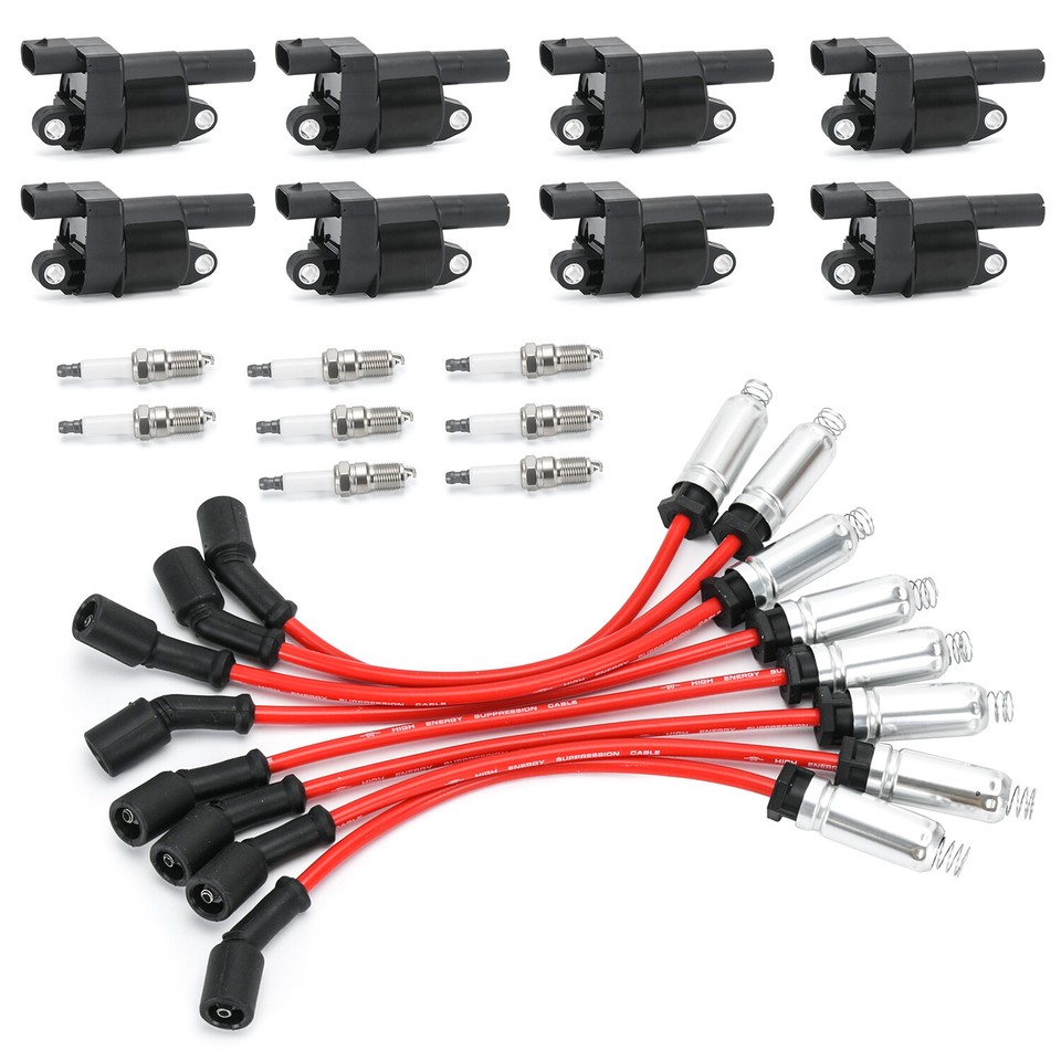 8x Ignition Coils Spark Plugs Wire Set For 2005-15 4.8L 5.3L 6.0L 6.2L ...