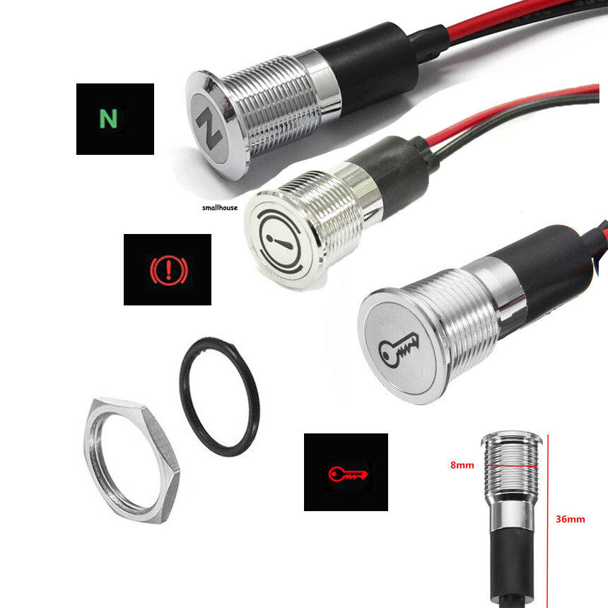 8 10 12 14mm LED Dash Panel Warning Pilot Light Indicator Lamp Car Van ...